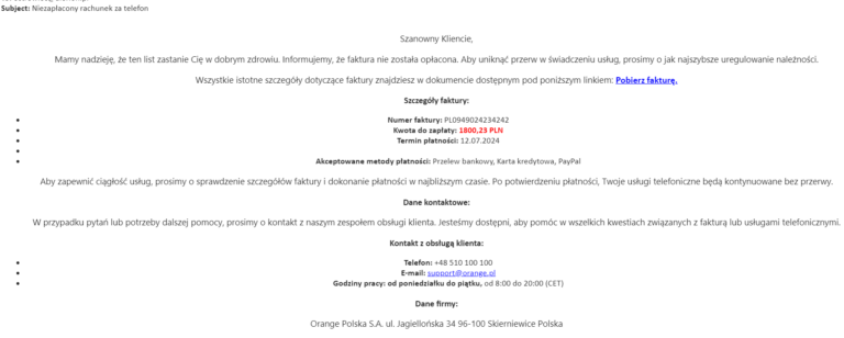 Phishing podszywający się pod Orange Polska - CERT Orange